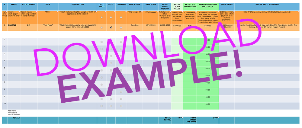 Keep Track Of Your Artwork With This FREE Artwork Inventory & Sales ...